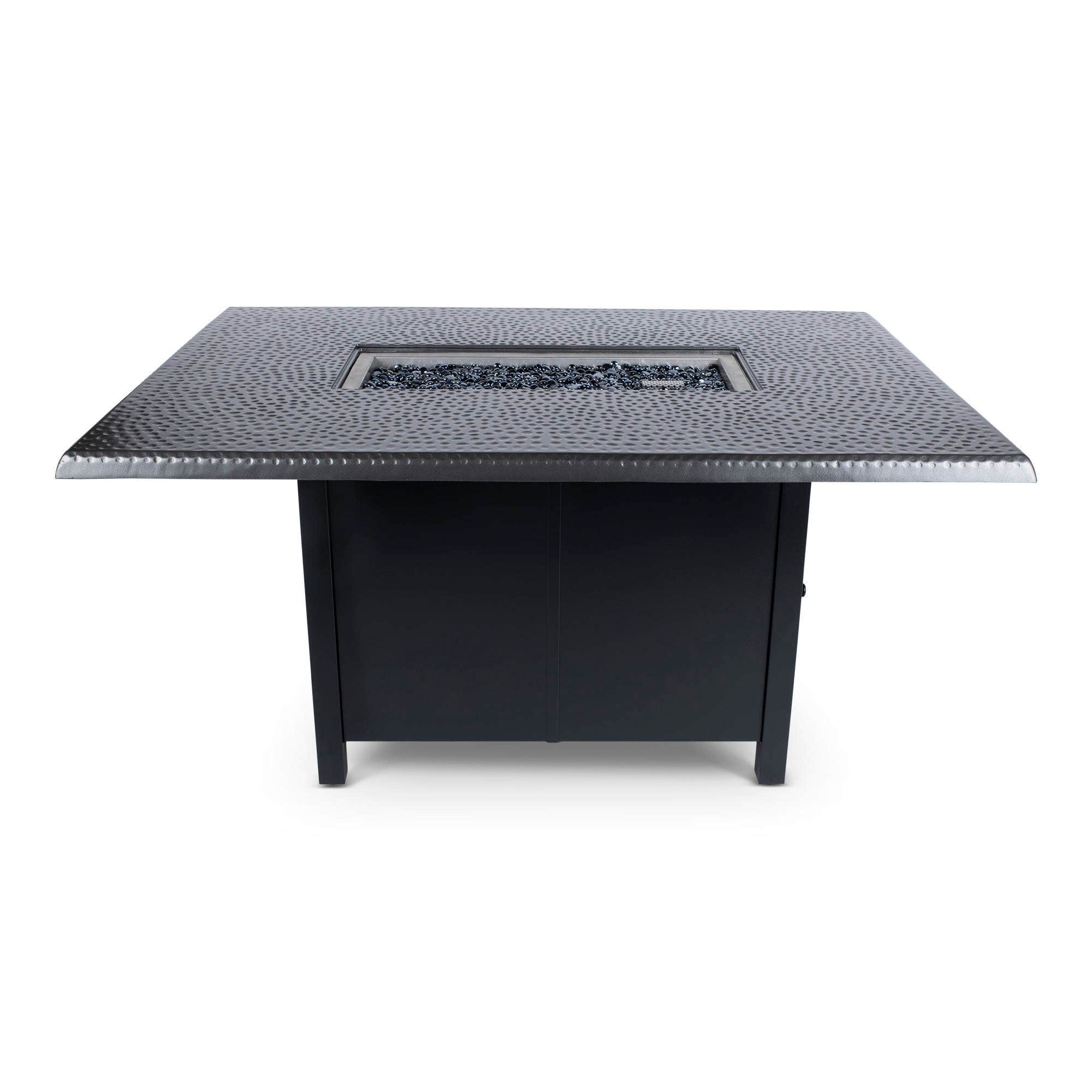 Woodard Dining Height Rectangular Fire Table Base with Rectangular Burner, Textured Black Finish