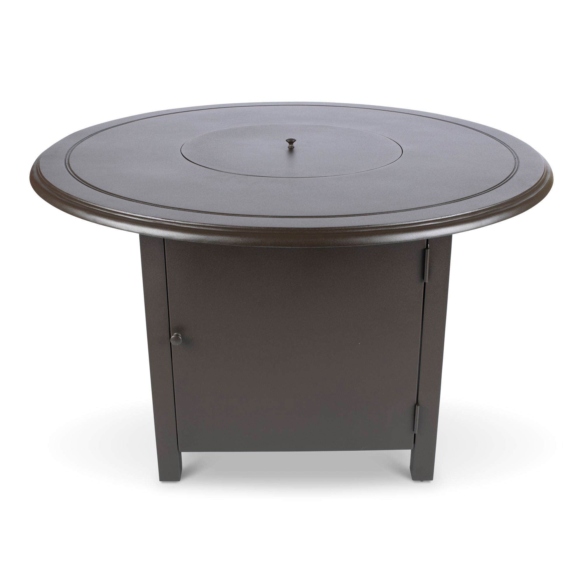 Woodard 48" Round Solid Cast Dining Fire Table, Aztec Bronze