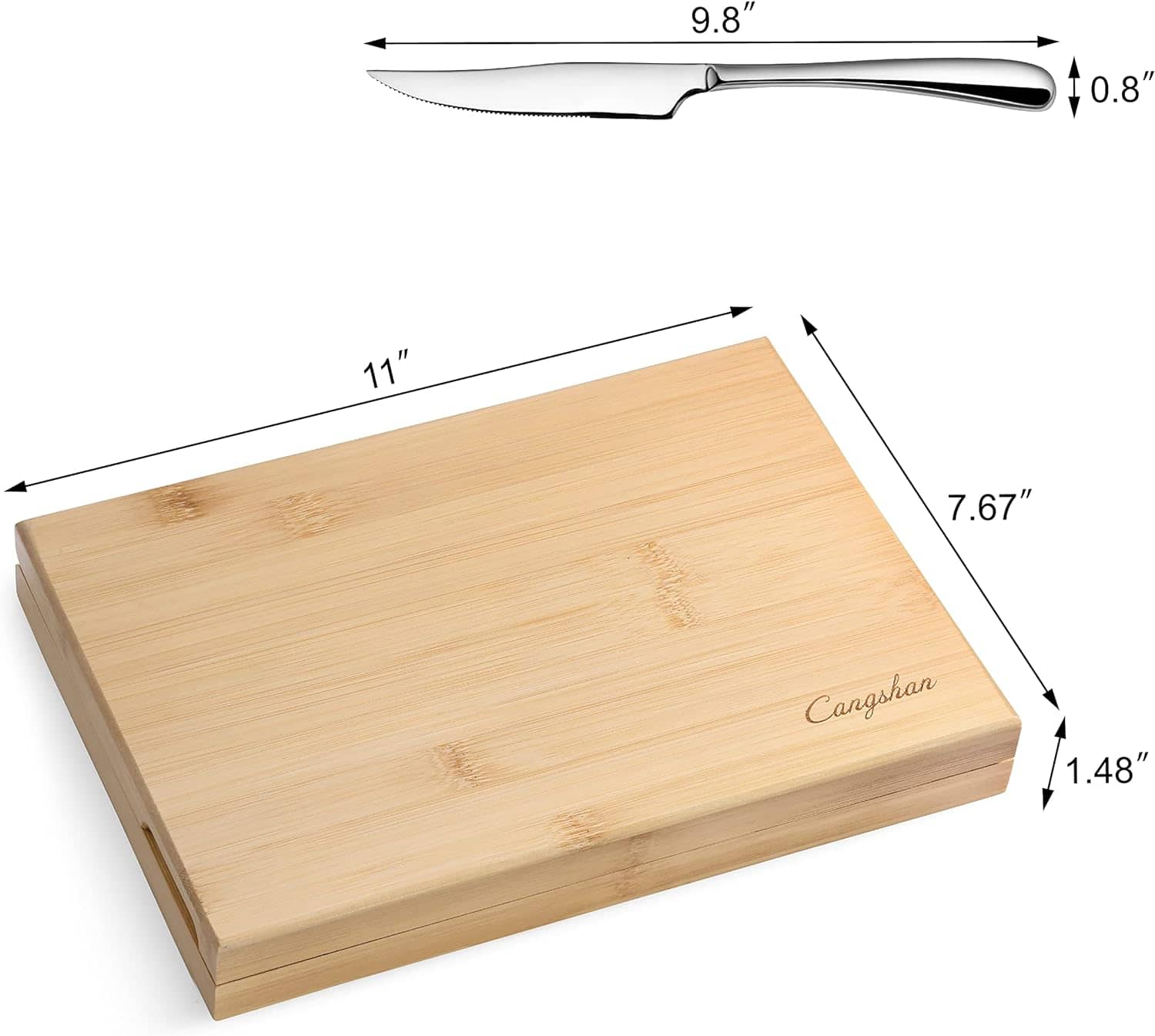 Cangshan 8pc Rain II Steak Knife Set in Bamboo Chest