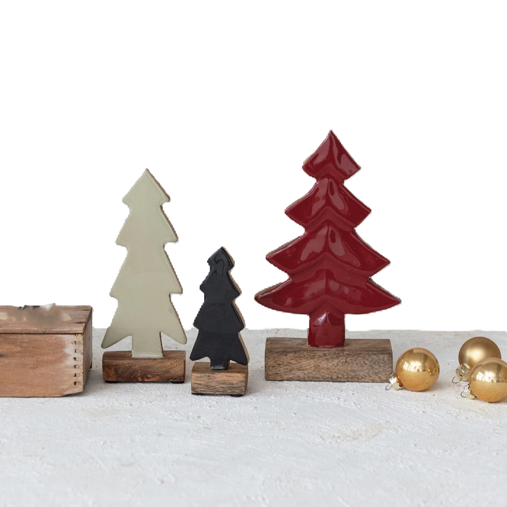 Carved Enameled Mango Wood Trees