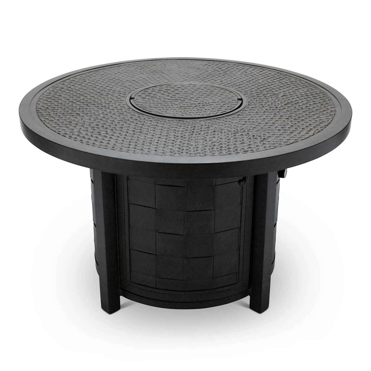 Castelle Classical 40" Round Fire Pit with Forged Top and Antique Waln