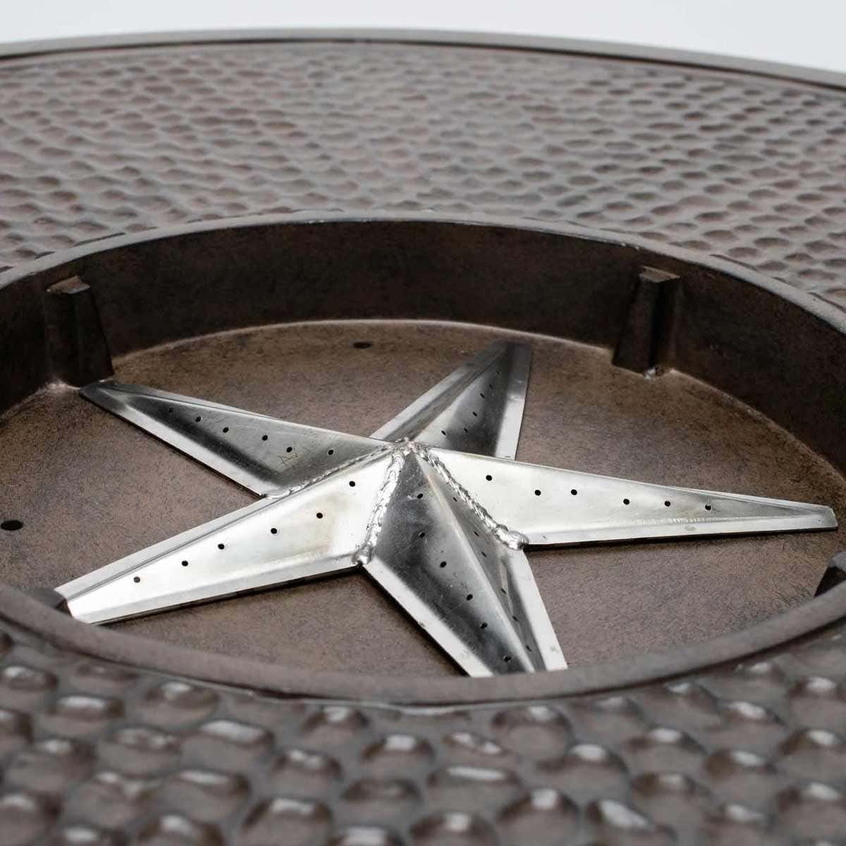 Castelle Classical 40" Round Fire Pit with Forged Top and Antique Waln