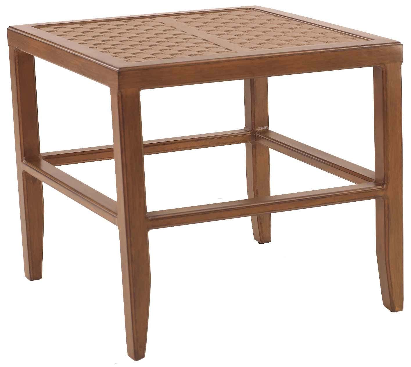 Castelle Transitional 20" Square Side Table with Live Edge Mahogany To