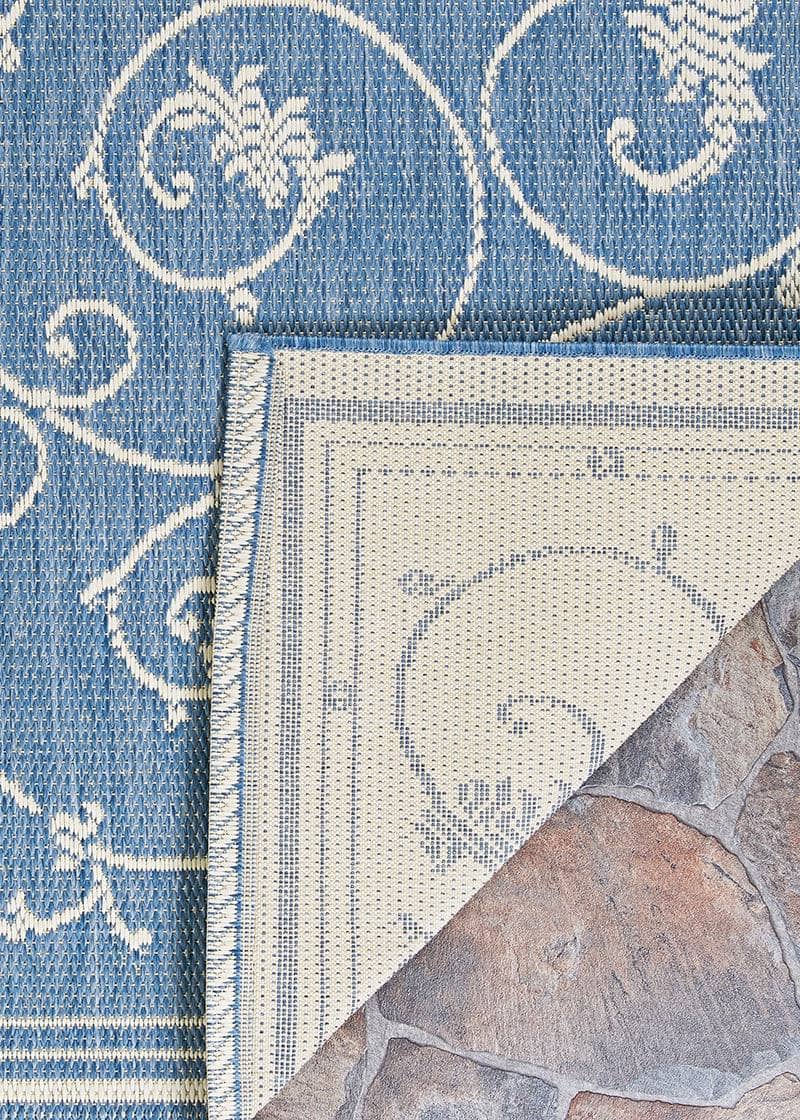 Couristan 5x7 Recife Veranda in Champagne & Blue Outdoor Rug