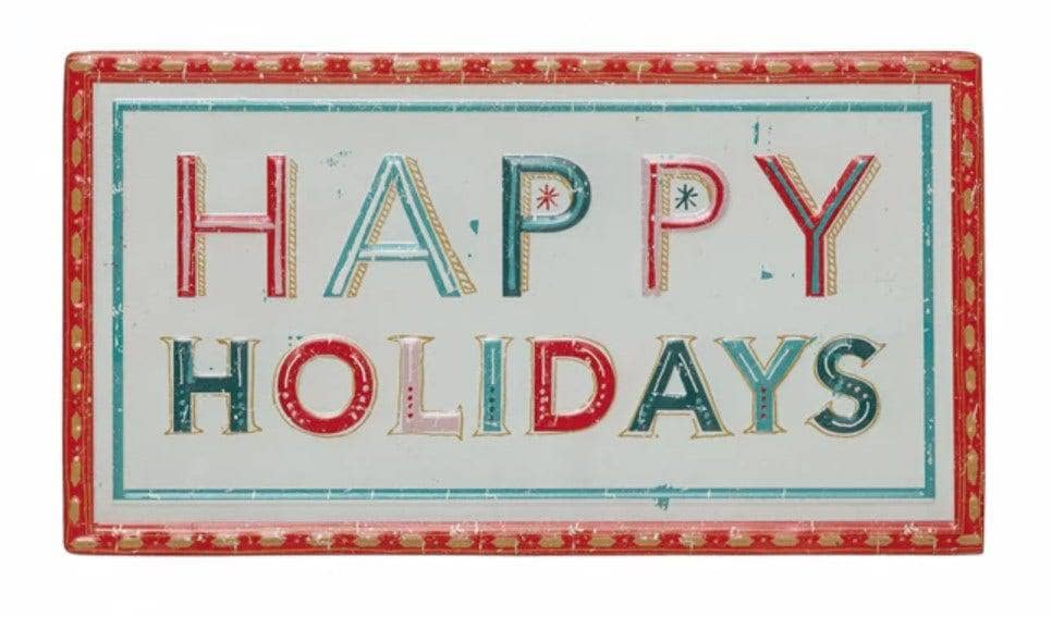 Happy Holidays Embossed Metal Wall Decor