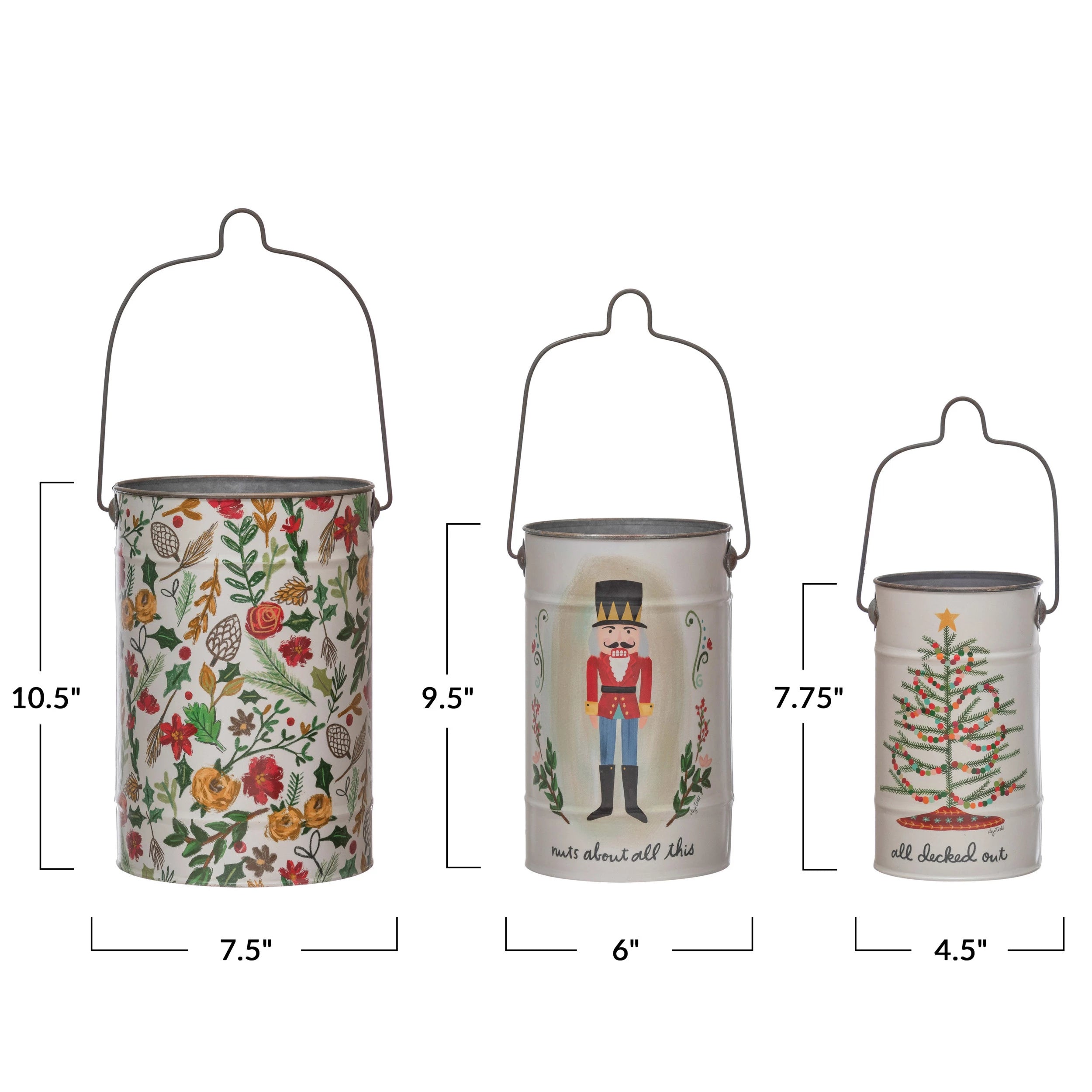 Holiday Metal Buckets with Handle