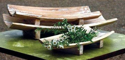 Kalalou Rectangle Curved Wooden Bowls