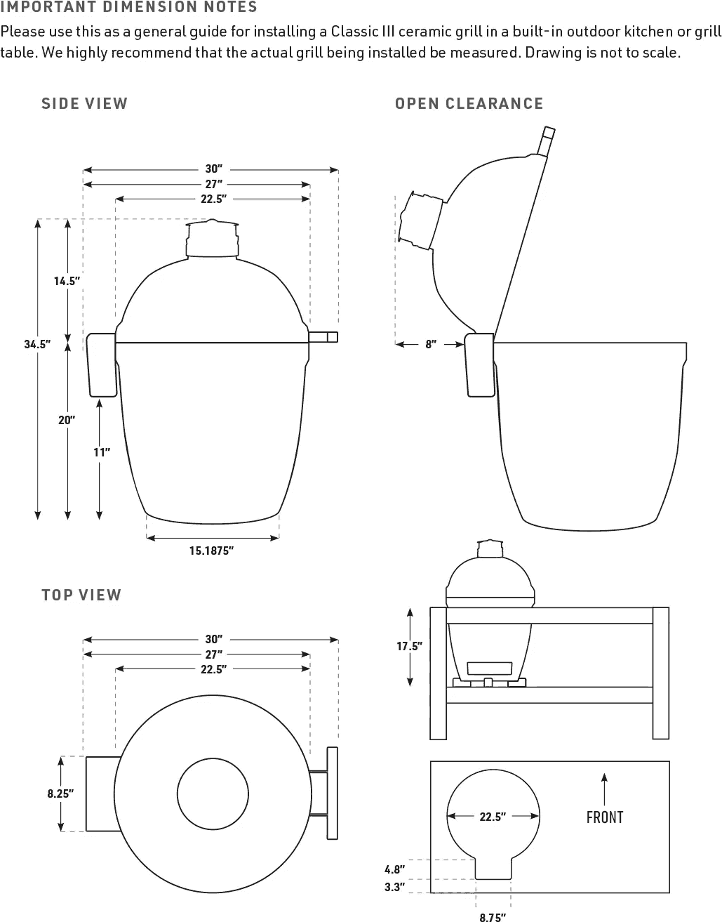 Kamado Joe Classic III 18″ Ceramic Built-In BBQ Grill