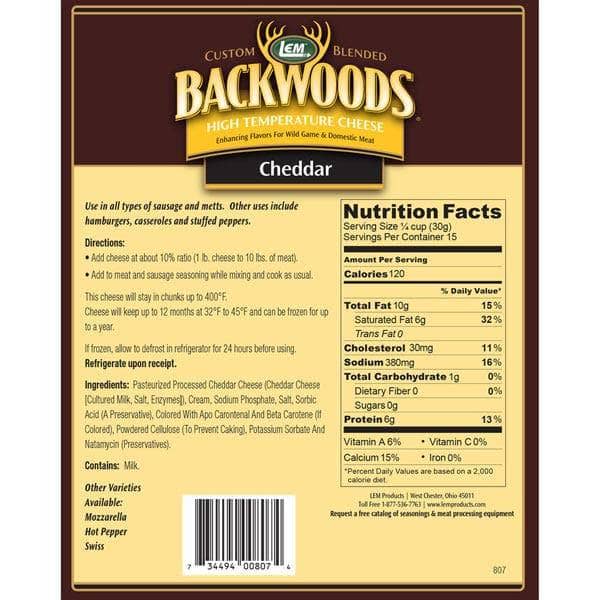 LEM Products Backwoods High-Temperature Cheddar Cheese