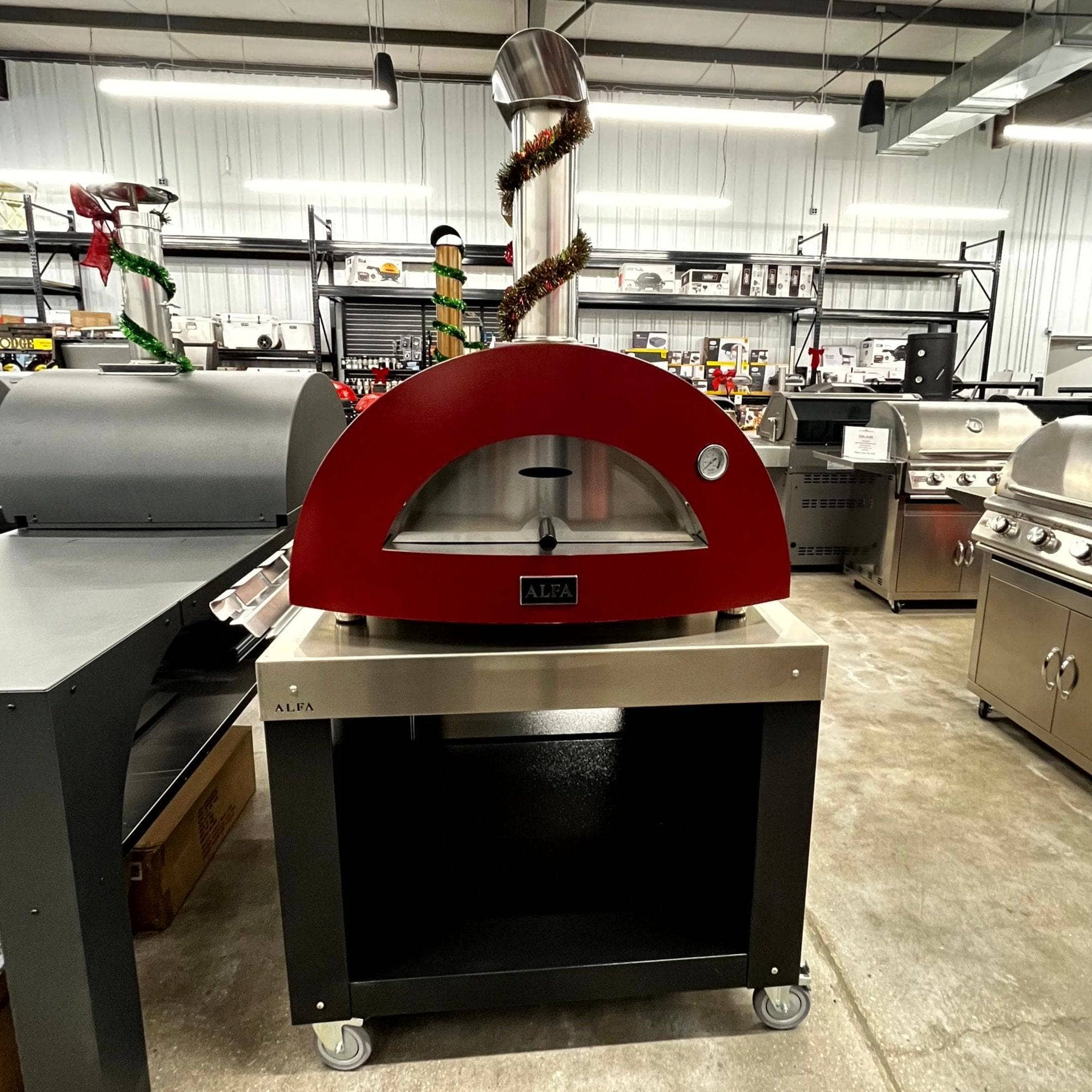 Local Special, Alfa Moderno 2 Pizze Wood Fired Pizza Oven, Antique Red