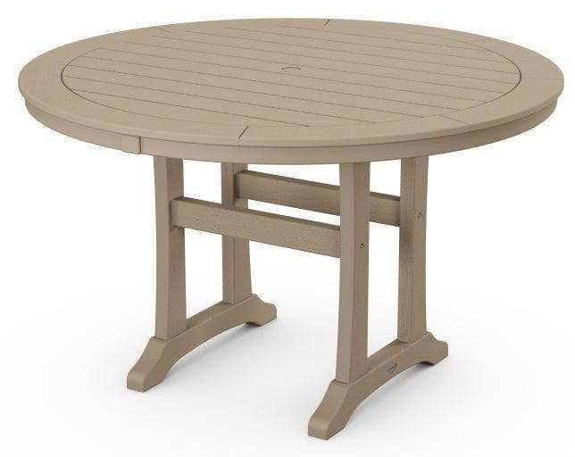 POLYWOOD 48" Round Nautical Trestle Outdoor Dining Table