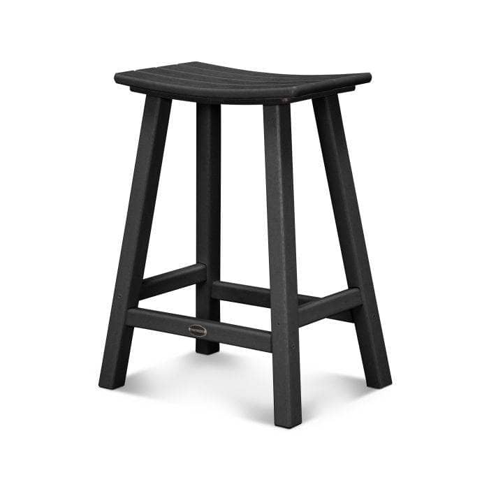 POLYWOOD Traditional Saddle Counter Stool in Black