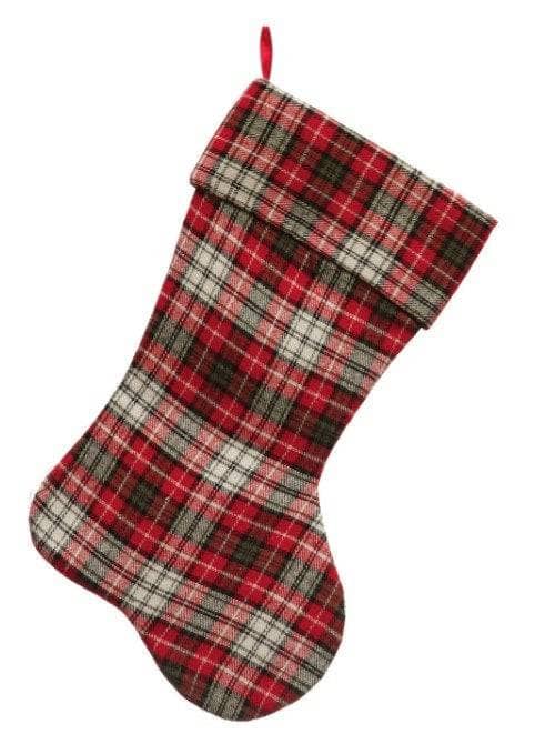 Plaid Fabric Stockings - Christmas Decor