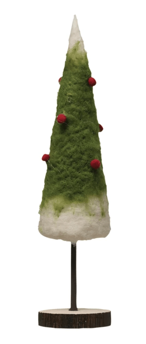 Wool Felt Tree with Berries on Wood Base