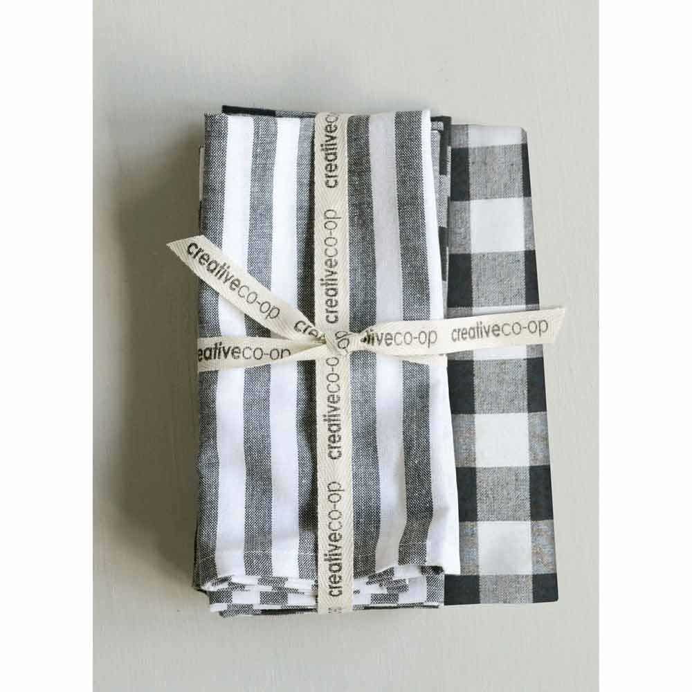 Square Black and White Cotton Napkins
