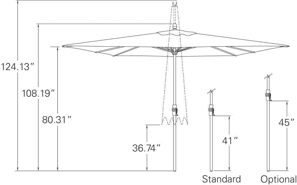 8' x 11' Rectangle No-Tilt Crank Lift Umbrella, Bronze Frame
