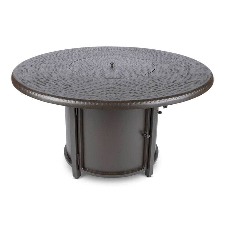 Woodard 48" Round Hammered Top Chat Fire Table in Aztec Bronze