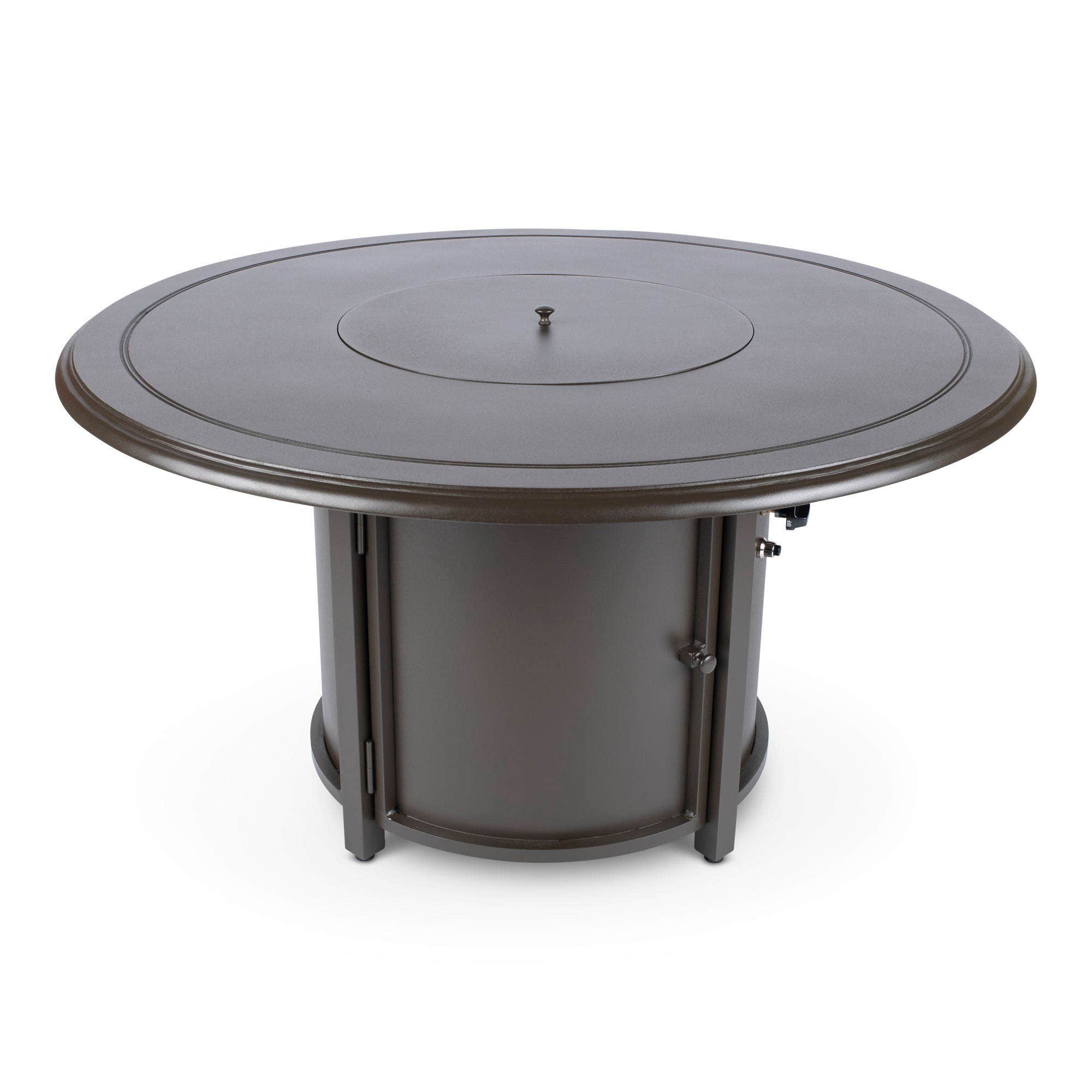 Woodard 48" Round Solid Cast Chat Fire Table in Aztec Bronze