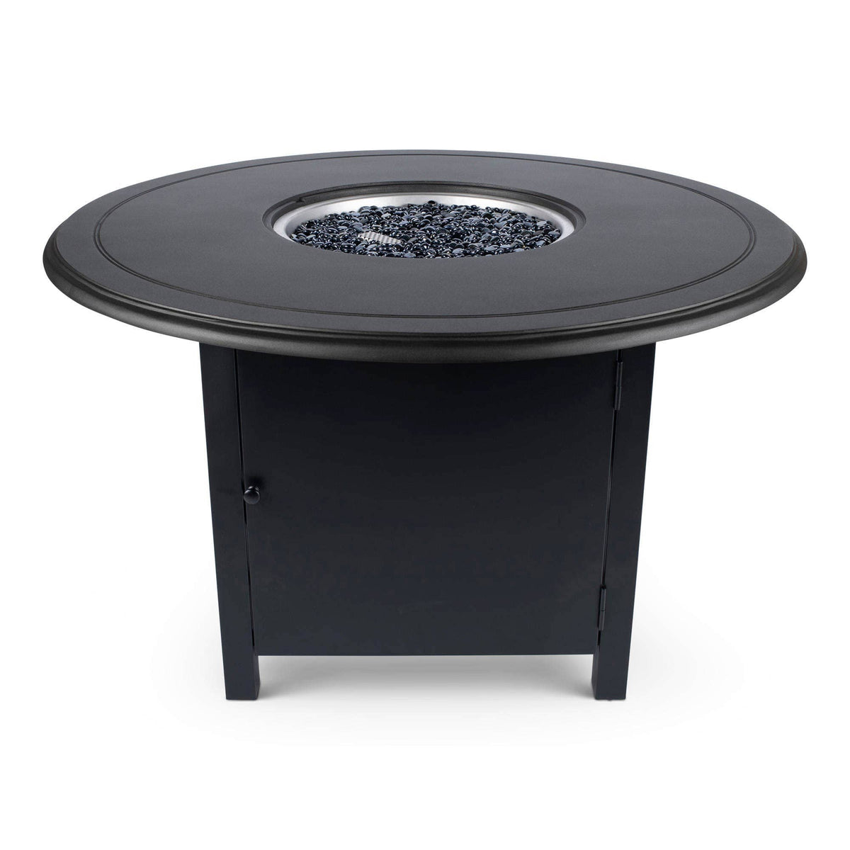 Woodard 48" Round Cast Top Dining Fire Table, Twilight Black