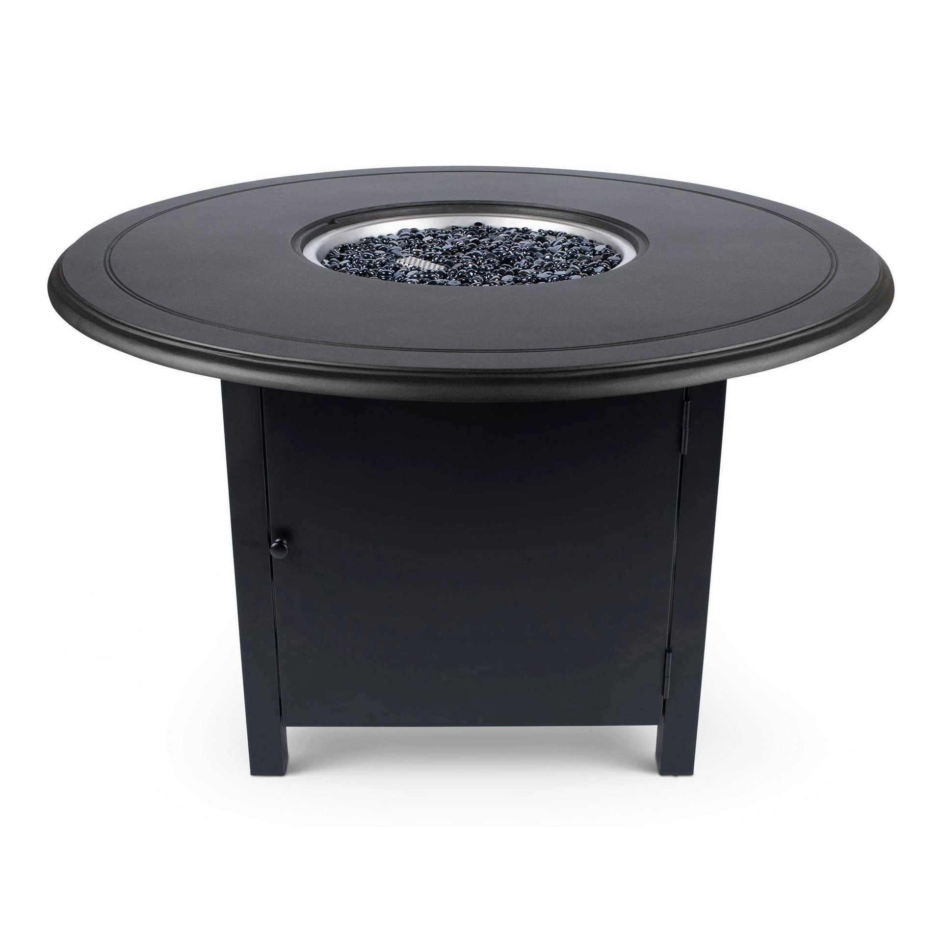 Woodard 48" Round Cast Top Dining Fire Table, Twilight Black