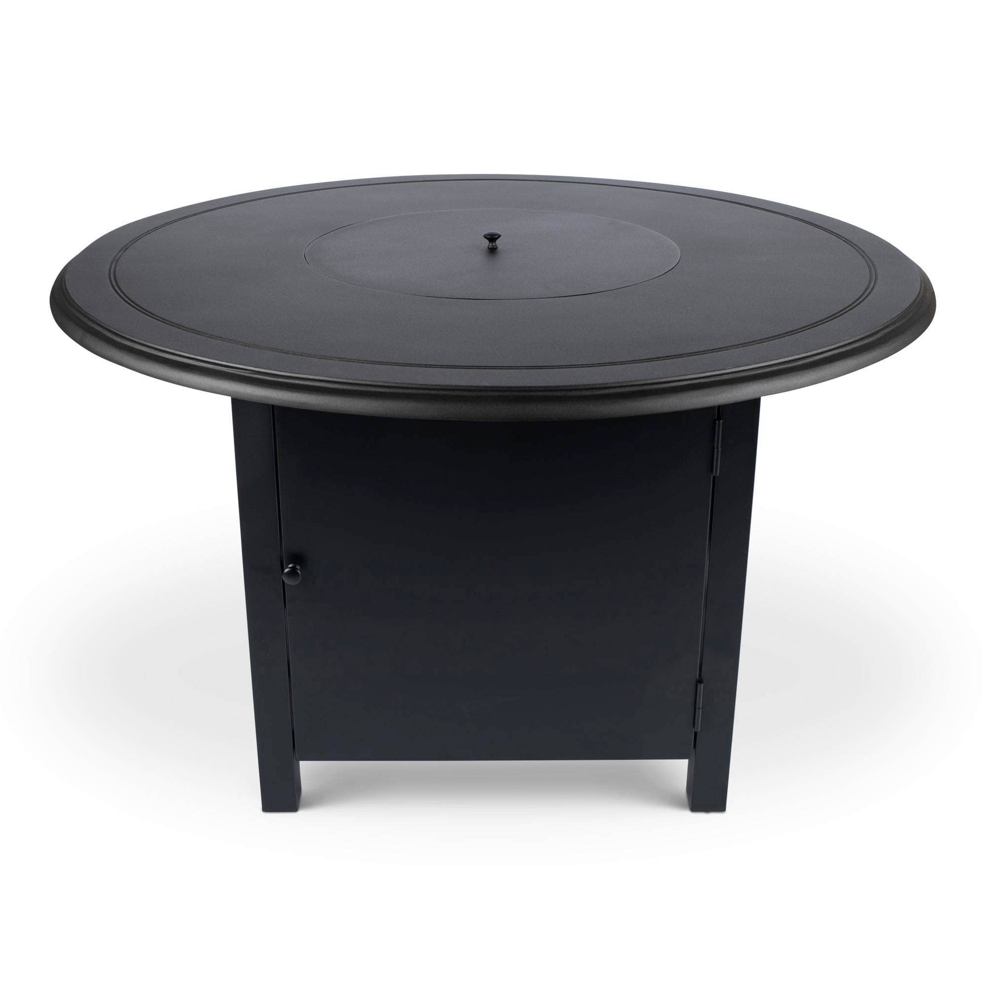 Woodard 48" Round Cast Top Dining Fire Table, Twilight Black